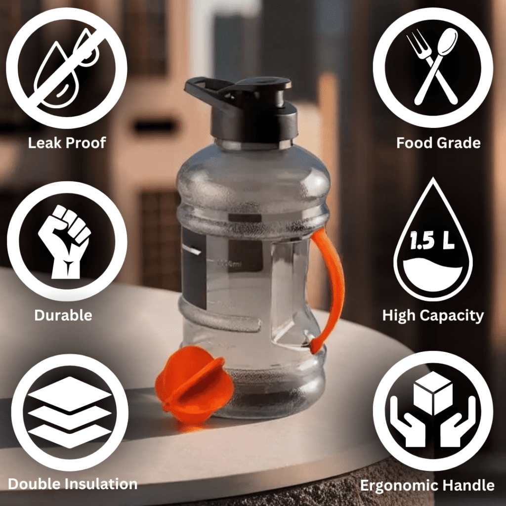Hydrate Pro | 1.5 L Gallon Bottle with Mixer Ball and Strainer - Muscle ...